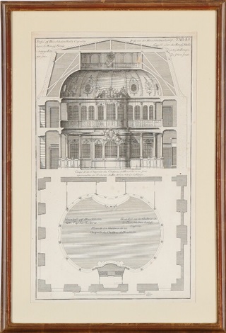 A collection of thirteen floor plans and cross-sectional views of ...