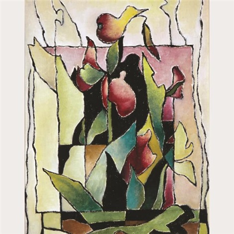 Abstract Floral Purple, green black by Bertram Richard Brooker on artnet