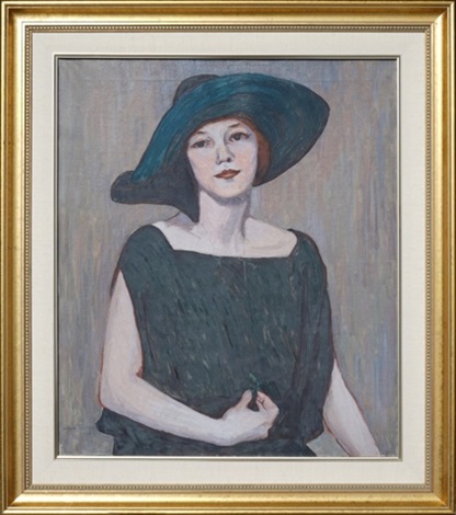 Woman in Green with Hat by Allen Tucker on artnet