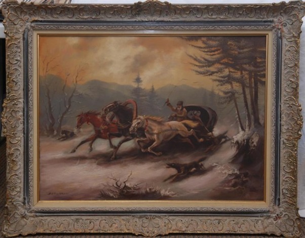 Troika sled and hunter by Max Bergmann on artnet