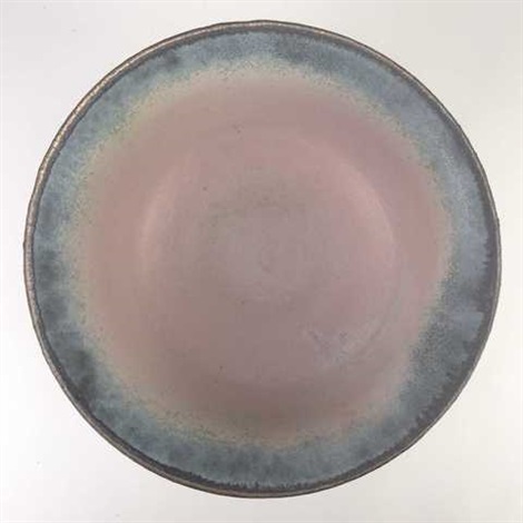 A Stoneware Bell Shaped Bowl Covered In Pink And Mottled Turquoise ...