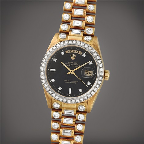 Rolex. Day-Date Octopus, Reference 18048 A yellow gold and diamond-set ...