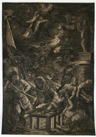 Das Martyrium des Heiligen Laurentius by Cornelis Cort on artnet