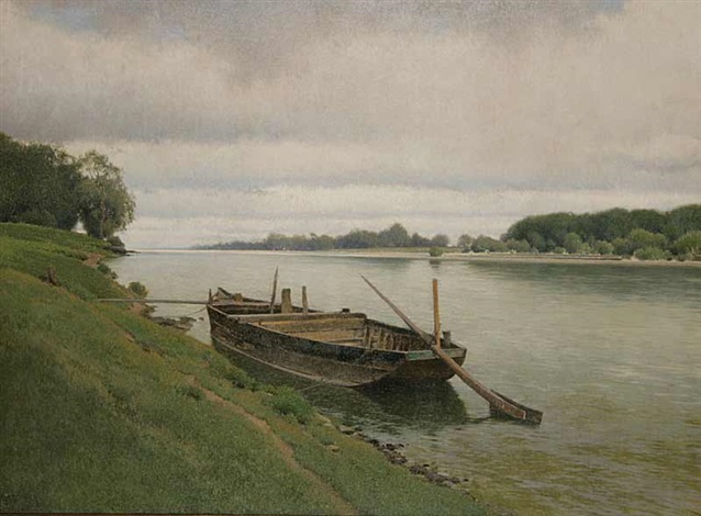 A landscape with a river by Ferdinand Brunner on artnet