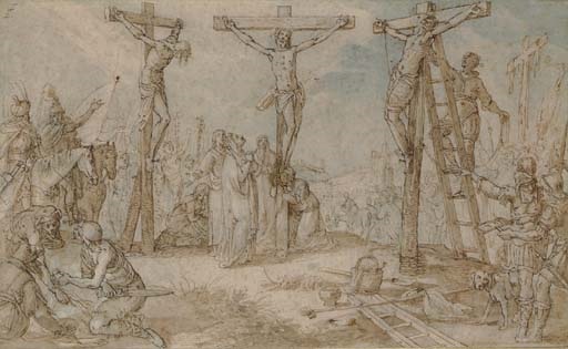 Christ on the Cross between the Good and Bad Thieves by Flemish School ...