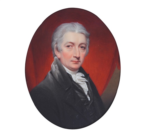 Henry Bone, R.A 1755-1834, the artists father, facing right, in black ...
