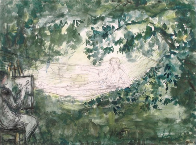Le peintre et son modèle au hamac by Pierre Laprade on artnet