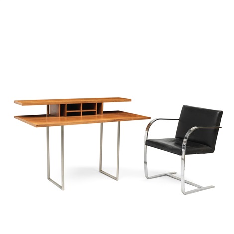 A walnut Eileen desk designed by Sir Terence Conran by Sir Terence ...