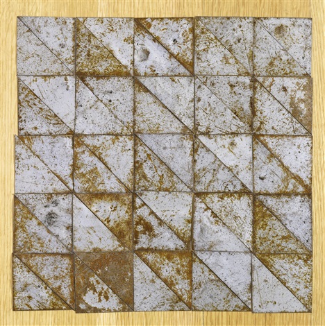 50 Triangles Forming a Square in 50 parts by Carl Andre on artnet