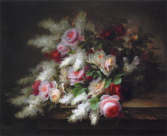 Roses and French lilacs by Paul de Longpre on artnet