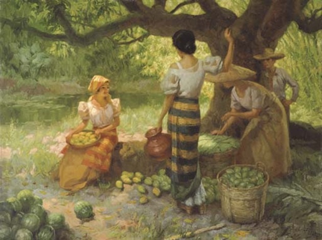 Fruit Pickers Harvesting Under The Mango Tree Fernando Amorsolo