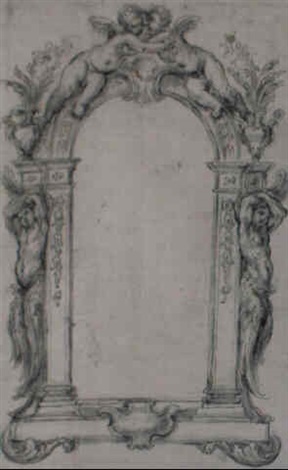 Design for a frame decorated with putti and atlantes by Alessandro ...