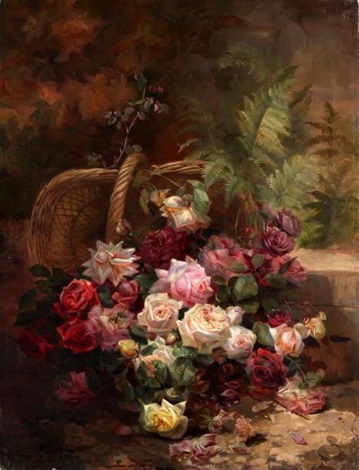 Nature morte au panier de roses by Alexandre Debrus on artnet
