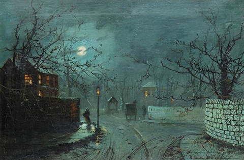 A moonlit street scene by Wilfred Jenkins on artnet