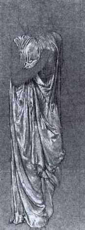 STUDY OF A DRAPED FEMALE FIGURE, STANDING, FULL-LENGTH by Lord Frederic ...