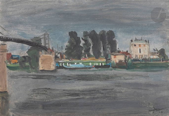 Le pont de Triel-sur-Seine sous ciel orageux by Henri Hayden on artnet
