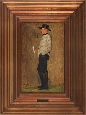 A man smoking a pipe by Johann Julius Exner on artnet