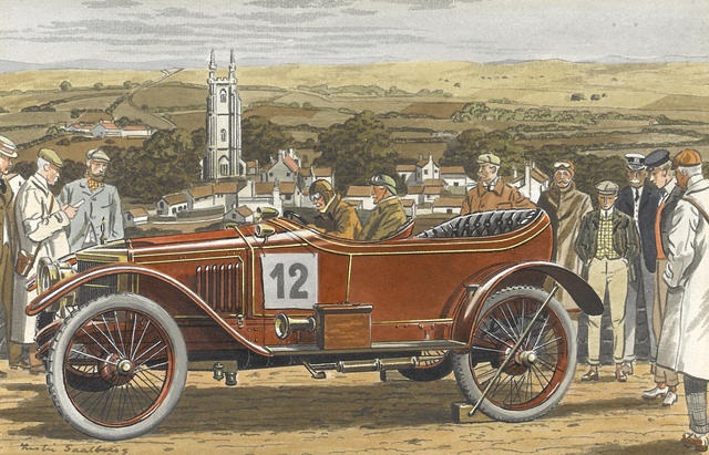 Red 12 open seater car by Anonymous on artnet