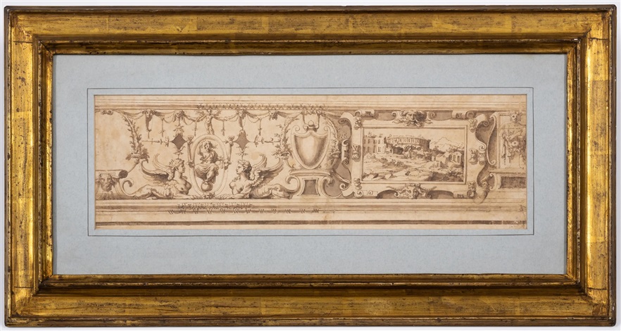 Design for the frieze decoration of the cove of a ceiling, with a view ...