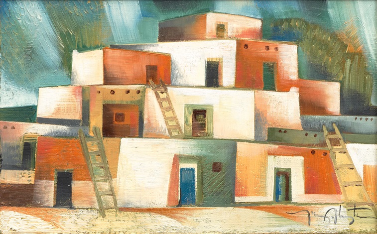 A Tony Abeyta painting, Modernist Pueblo by Tony Abeyta on artnet