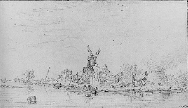 The mill and the lime kiln at the Zuider Buiten Spaarne by Jan Josefsz ...