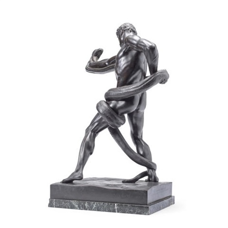 An important bronze figure of An Athlete Wrestling A Python by Lord ...