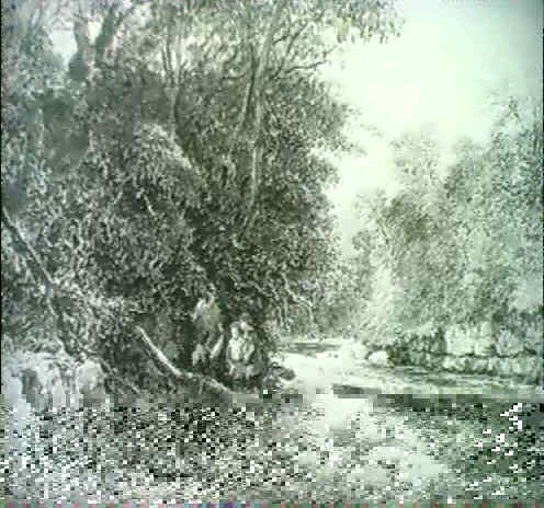 FIGURES ON THE BANKS OF A WOODED RIVER by Josiah Wood Whymper on artnet
