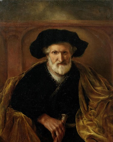 Portrait of a wealthy merchant, half-length, seated in black costume by ...