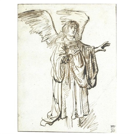 Standing angel with outstretched arms by Rembrandt van Rijn on artnet