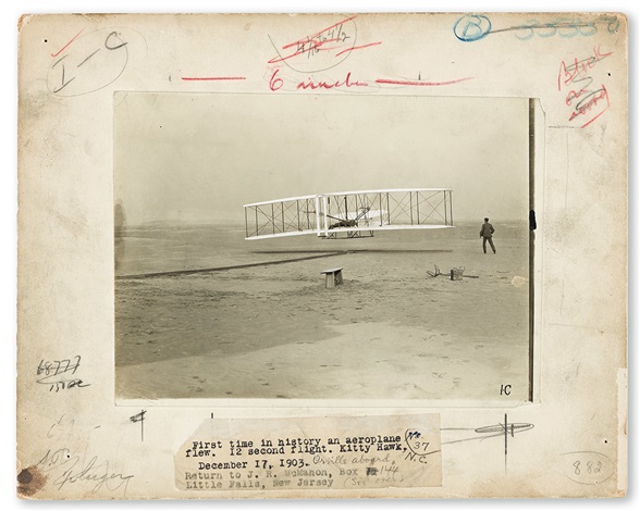The Wright Brothers First Flight in the Kitty Hawk, December 17, 1903 ...