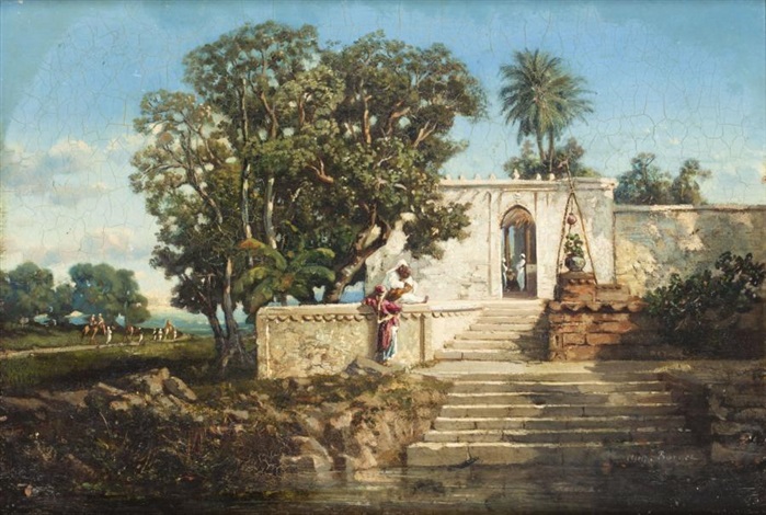 Détente au bord de leau by Auguste Borget on artnet