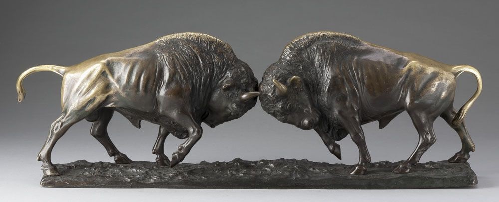 Zwei kämpfende Bisons by Peder Marius Jensen on artnet
