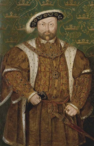 Portrait of King Henry VIII 1491-1547, three-quarter-length, in an ...