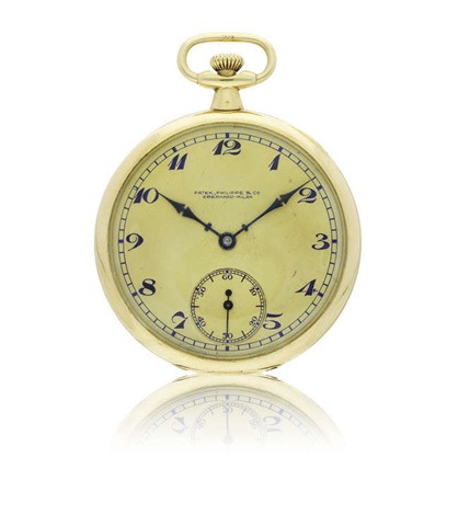 A very rare open cased 18k yellow gold pocket watch with subsidiary ...