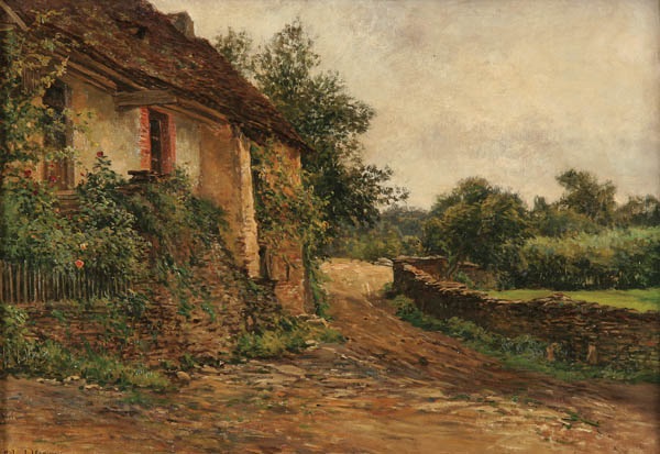 Chalet with stone fence by Gabriel Mathieu on artnet