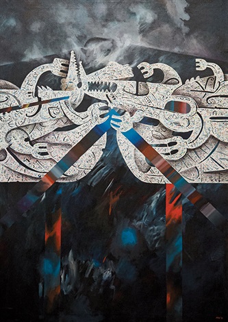 Fighting Tuataras near Port Waikato Heads by Buck Nin on artnet