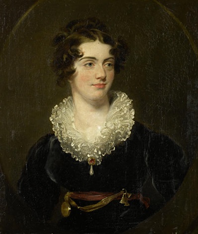 Portrait of Maria Woodgate in a black dress with a white lace collar by ...