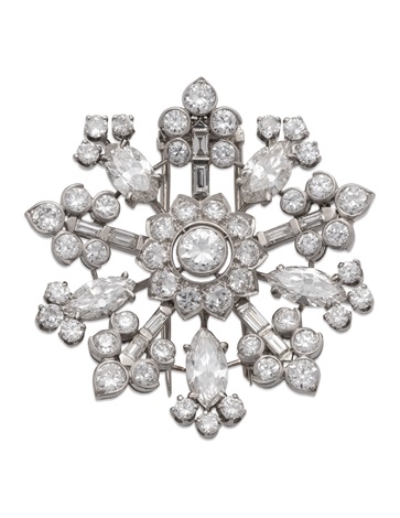 VAN CLEEF ARPELS MID-20TH CENTURY DIAMOND SNOWFLAKE BROOCH by Van Cleef ...