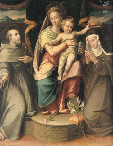 The Madonna and Child with Saints Francis and Clare by Giovanni Maria Butteri on artnet