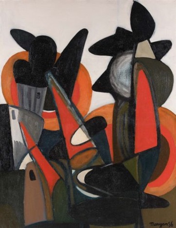 Composition from Serie rouge by Maryan (Pinchas Burstein) on artnet