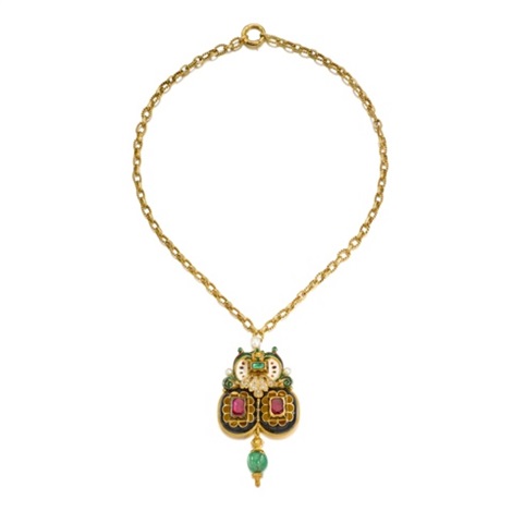 Renaissance Revival gem-set, enamel and gold pendantnecklace by ...