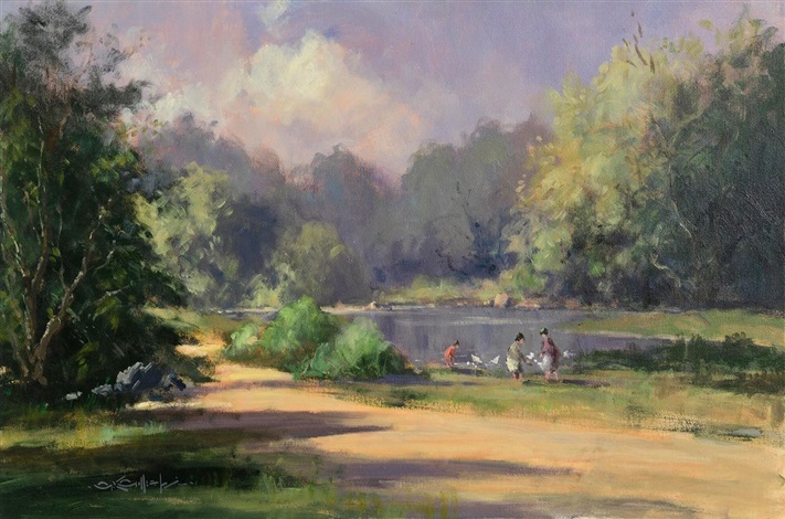 Feeding the Ducks, Ballynahinch, Connemara, Co Galway by George K ...