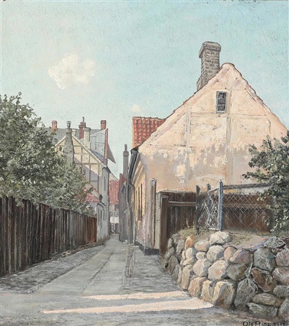 View from a street in Roskilde, Zealand by Ole Ring on artnet