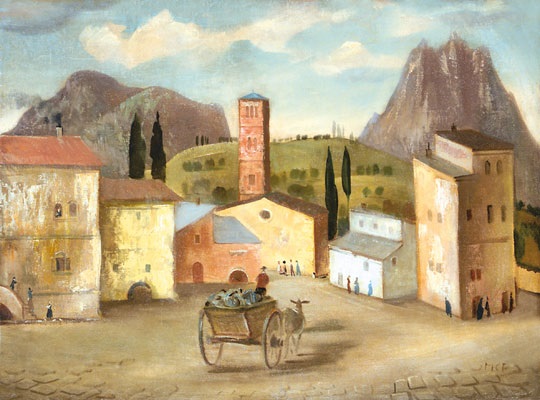 Square in Albano by Pál Molnár-C. on artnet