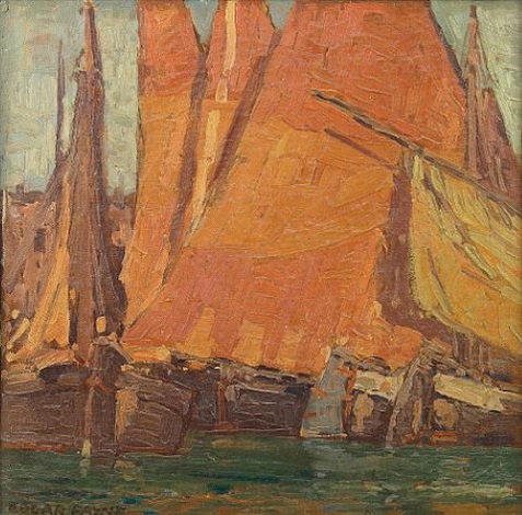 Fishing boats and sails by Edgar Alwin Payne on artnet