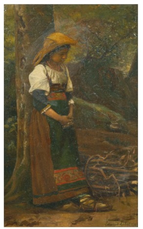 Jeune italienne au pied dun arbre by Edmond Lebel on artnet