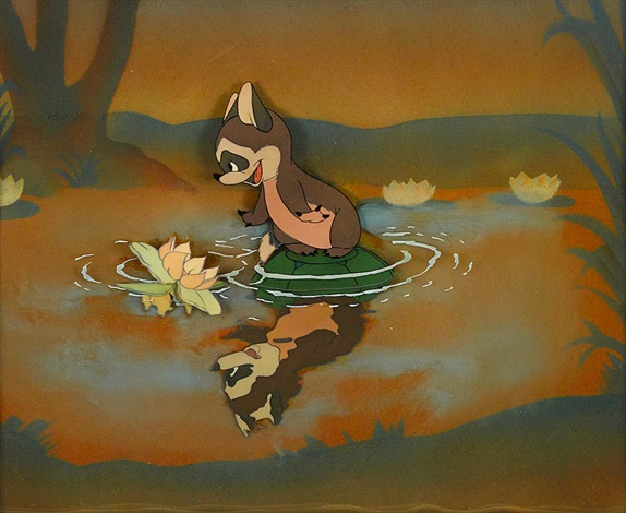A celluloid of a raccoon from Snow White and the Seven Dwarfs by Walt ...