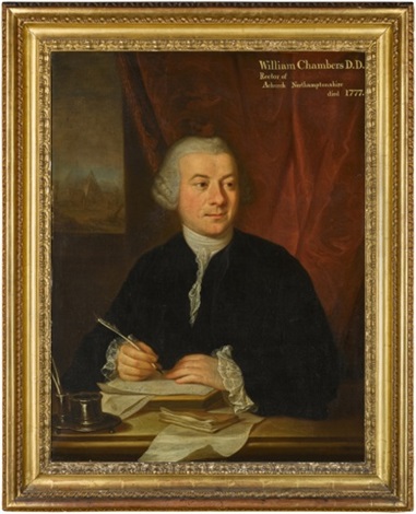 Portrait of William Chambers 17241777, Rector of Achurch, seated at a ...