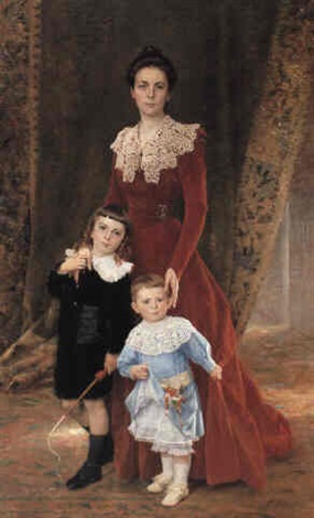 Portrait of a lady with her children by Timoléon Marie Lobrichon on artnet