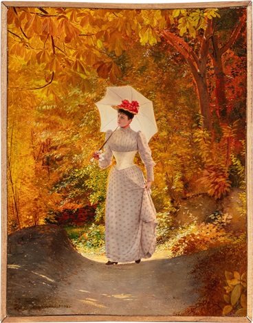 An Elegant Lady in Autumn by Jan van Beers on artnet